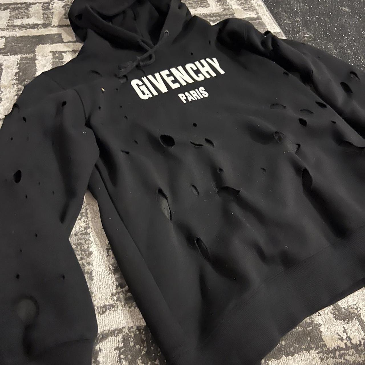 Givenchy distressed hoodie Size Large Black - Depop
