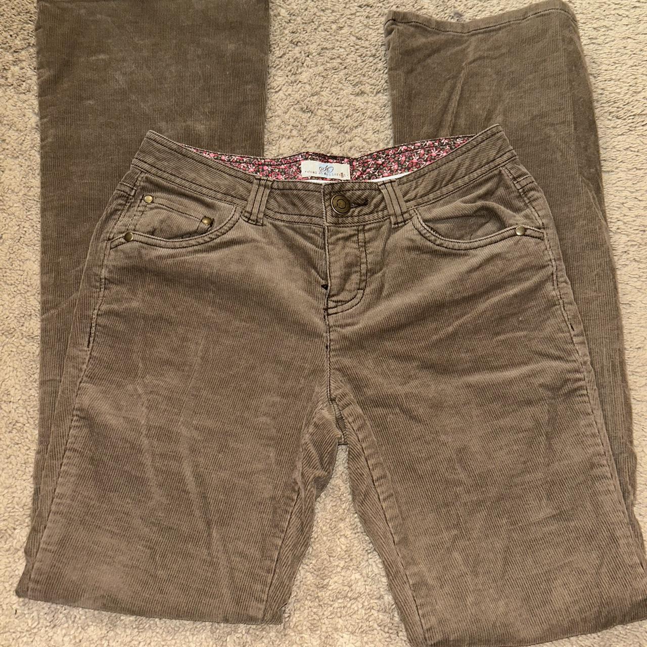 Low Rise Brown Flared Corduroy Pants... - Depop