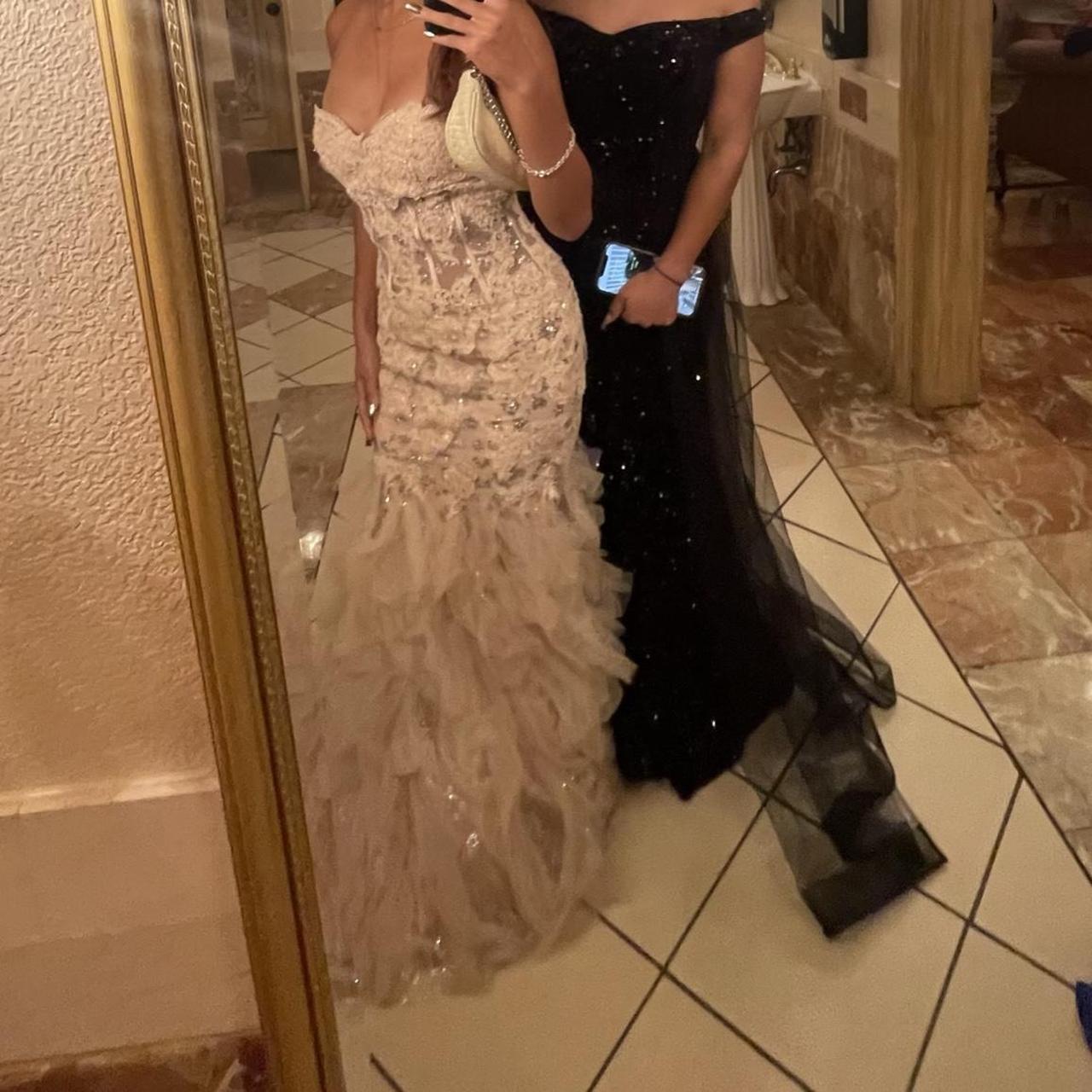 cream prom dress!! from 2014 it was my sisters. only... | Depop