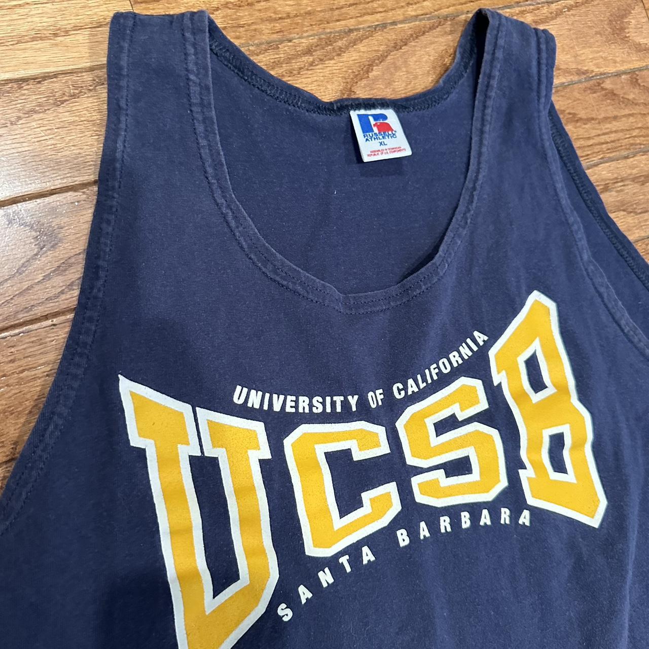 Navy and yellow UCSB tank top streetwear University... | Depop