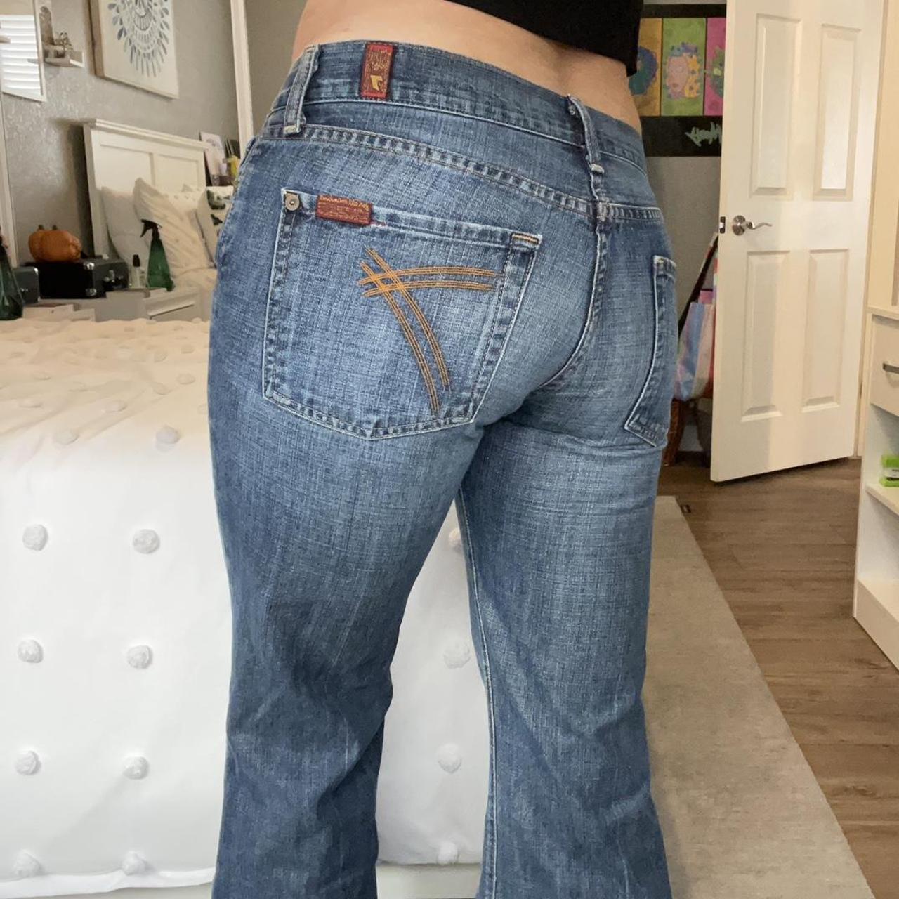 The perfect low rise 7 jeans. Super cute flare and... - Depop