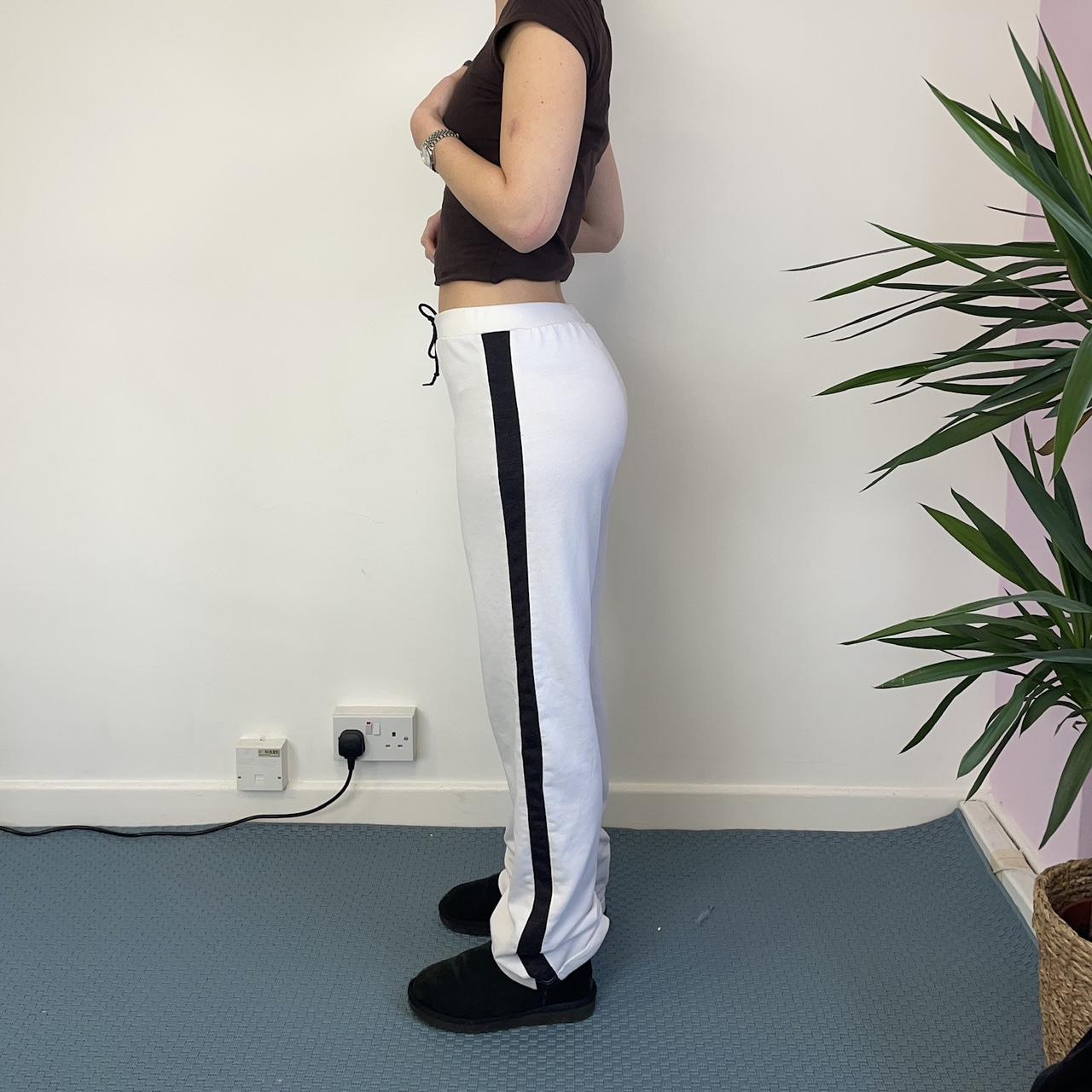 00s white low rise wide leg tracksuit bottoms with... - Depop