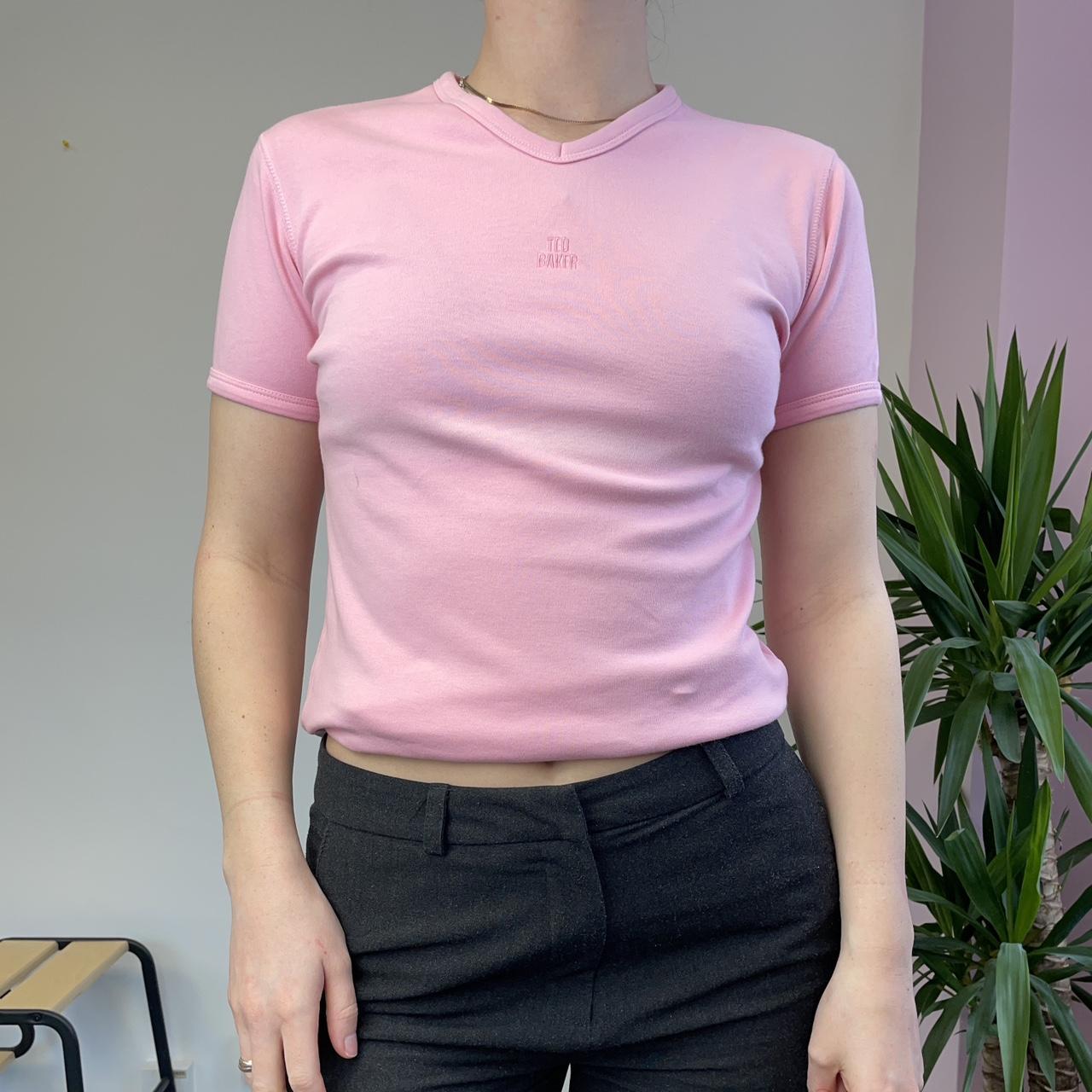Vintage baby tee 90s baby pink baby tee from old Ted... - Depop
