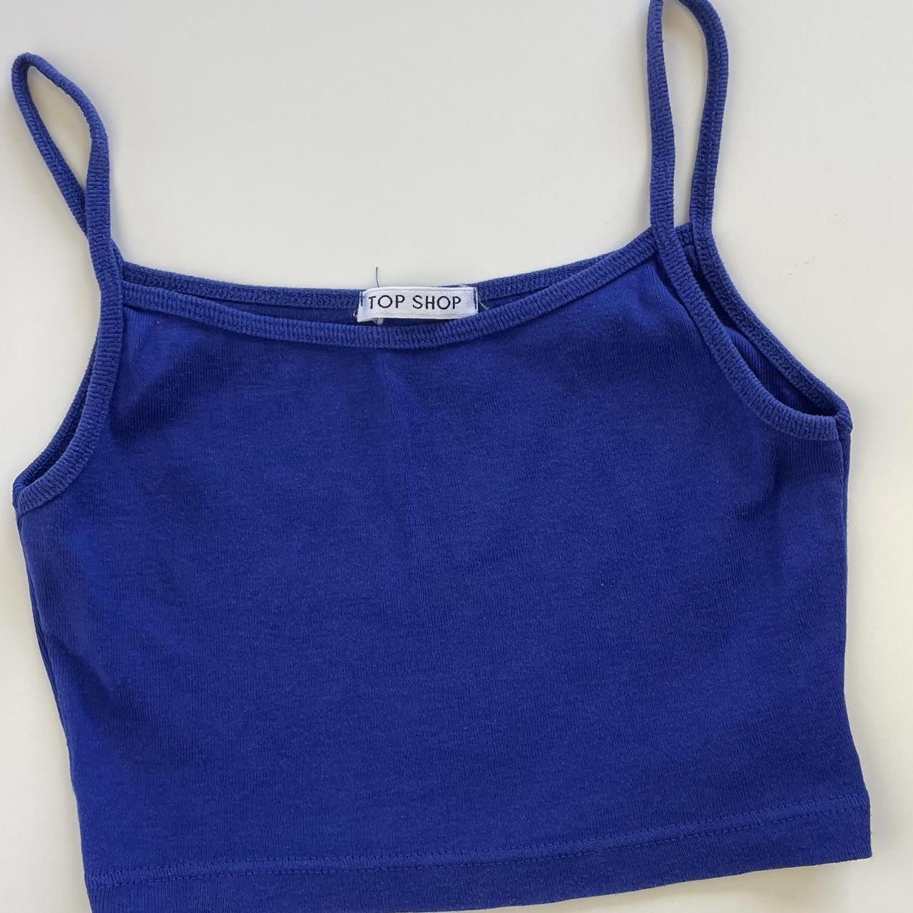 90s cami top Old label Topshop navy blue cropped... - Depop