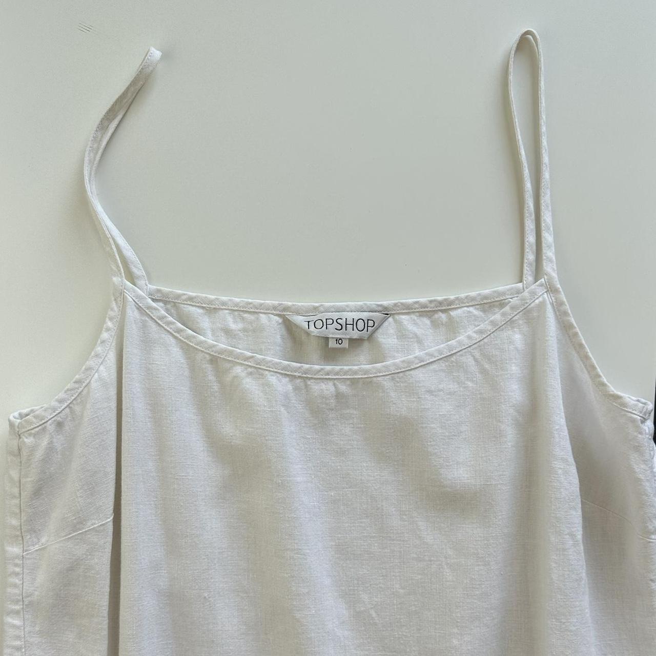 90s mini dress Old label Topshop white linen mini... - Depop