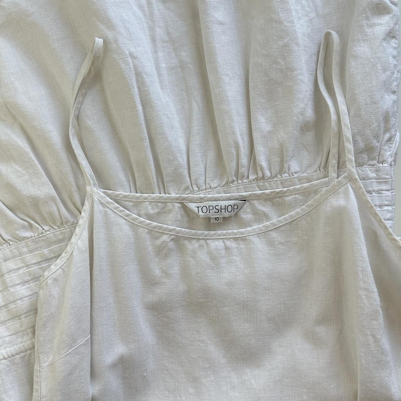 90s mini dress Old label Topshop white linen mini... - Depop