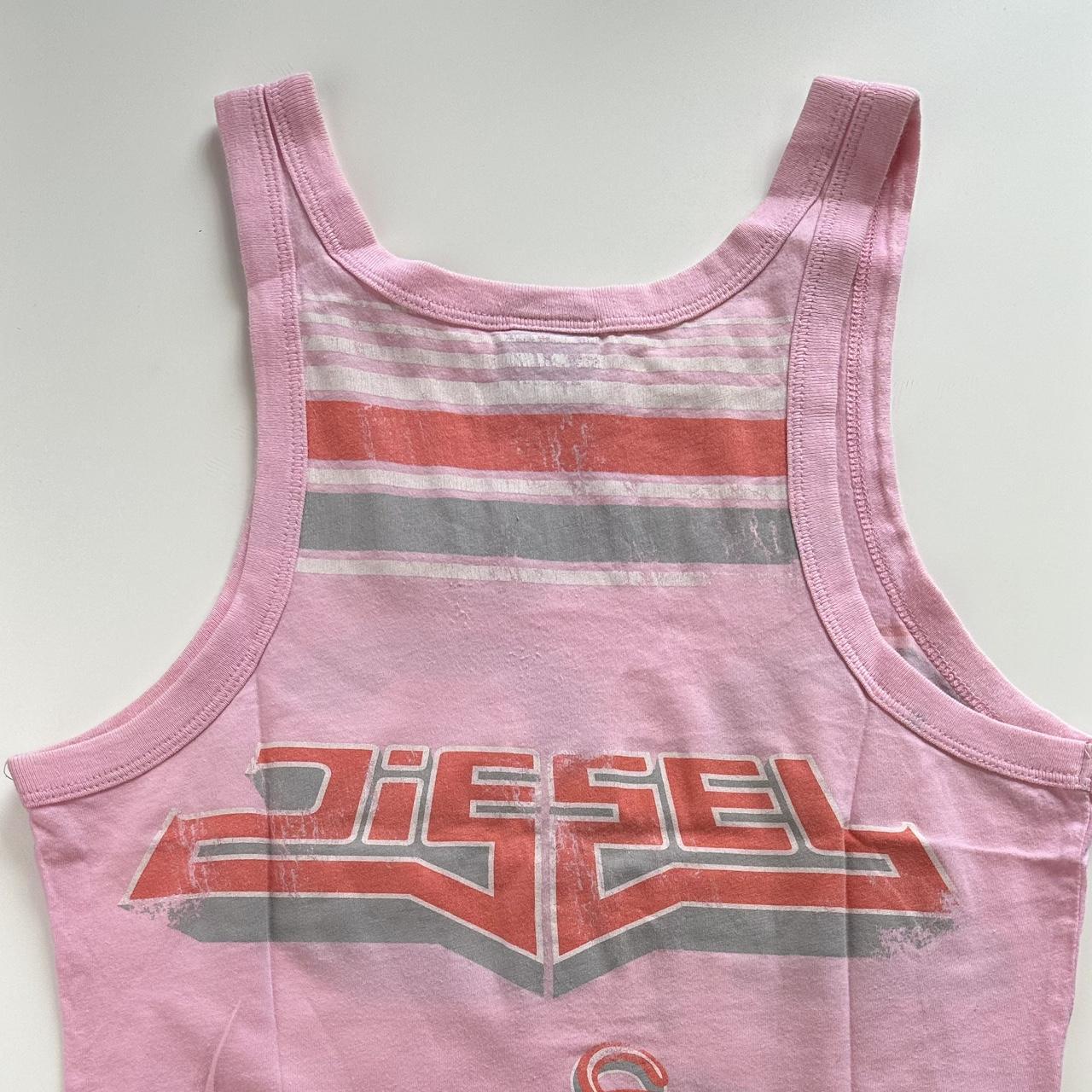 90s pink Diesel vest graphic spellout tank top from... - Depop