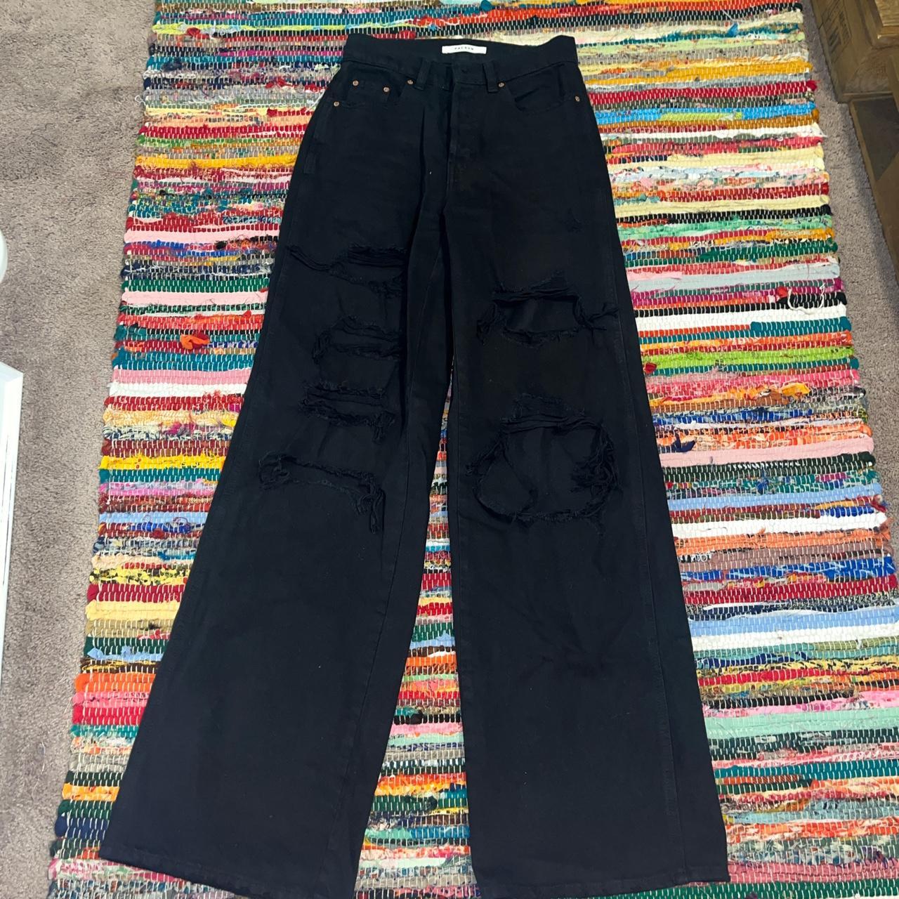 black ripped pacsun jeans size 24 baggy jeans... - Depop
