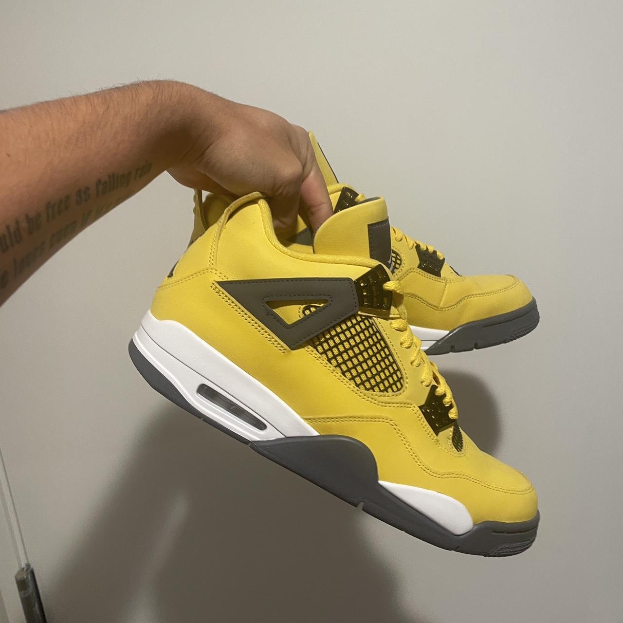 Jordan Men's Yellow and Blue Trainers | Depop