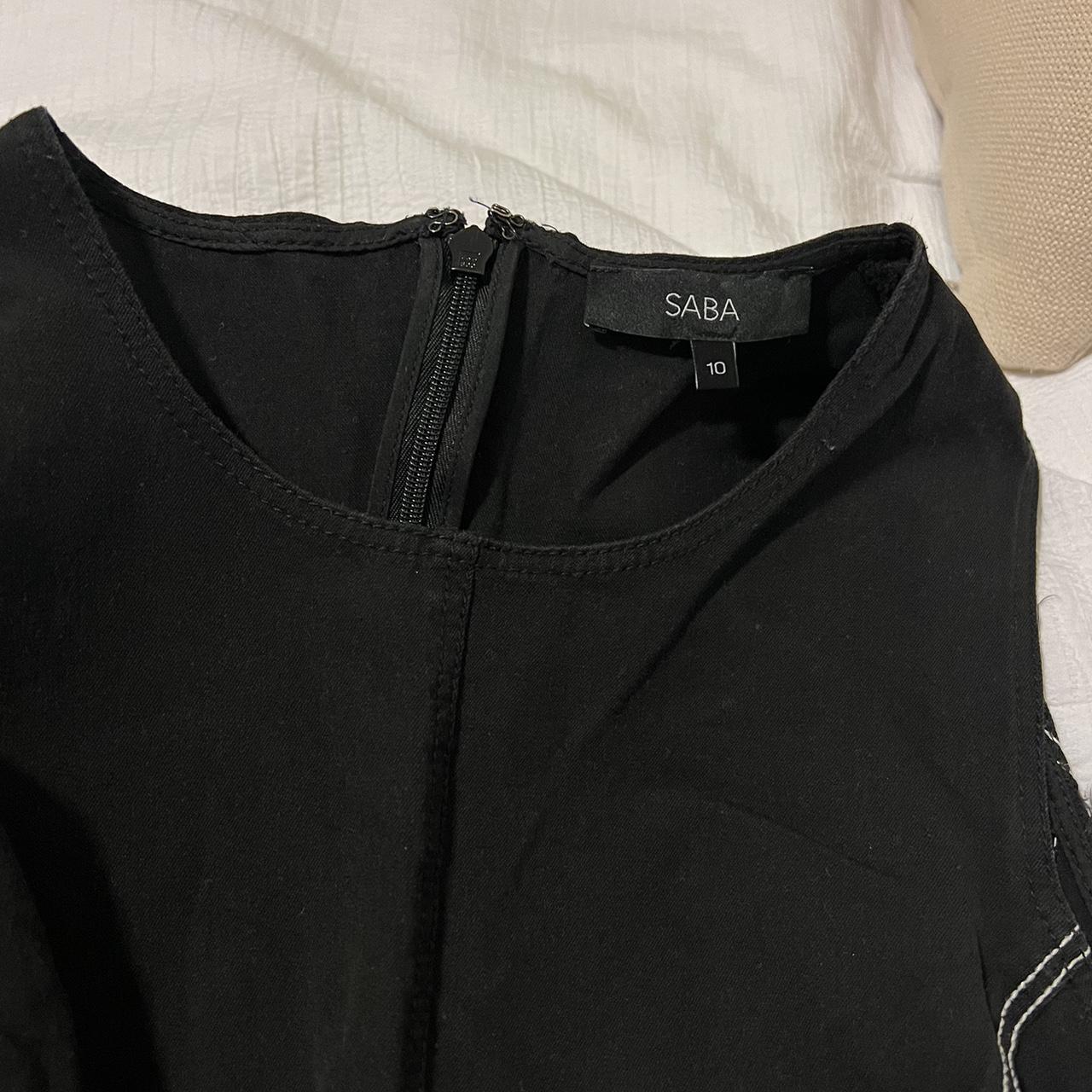 Saba black dress with contrast stitching size 10.... - Depop