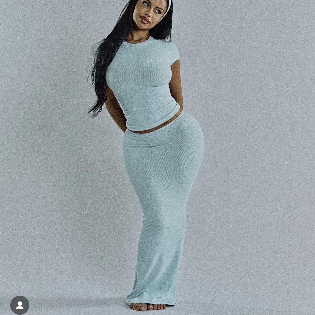 Body by Raven Tracy - Ribbed Maxi Skirt Set in Ice... - Depop