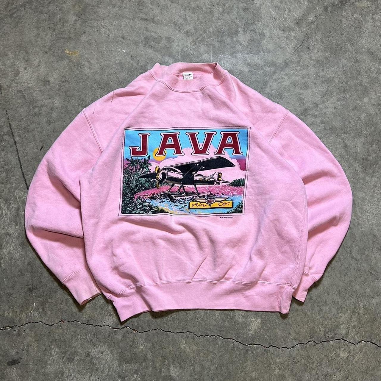 Vintage 90s Java lava Airplane sweatshirt... - Depop