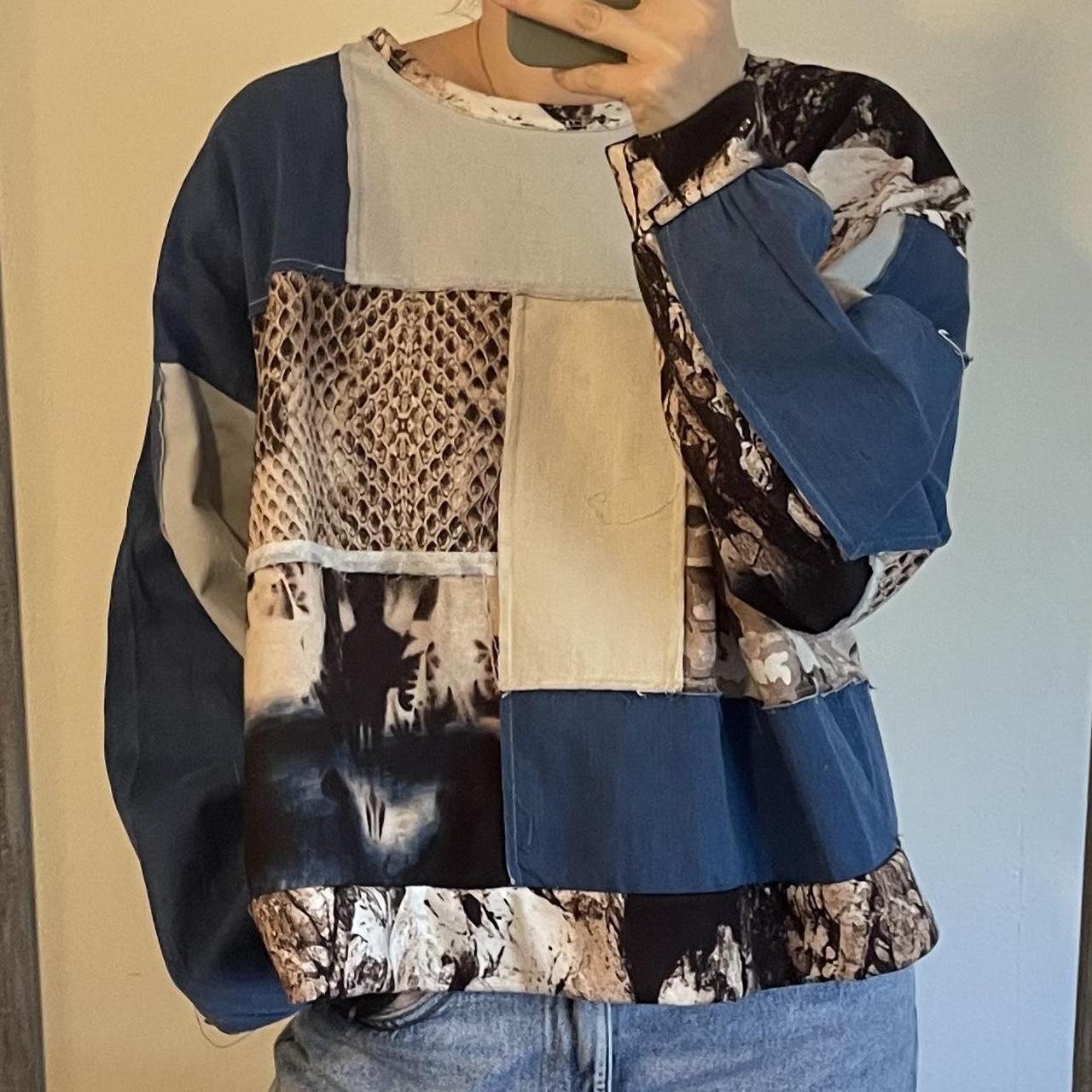 Patchwork Zara textiles jumper. Boxy oversized fit -... - Depop