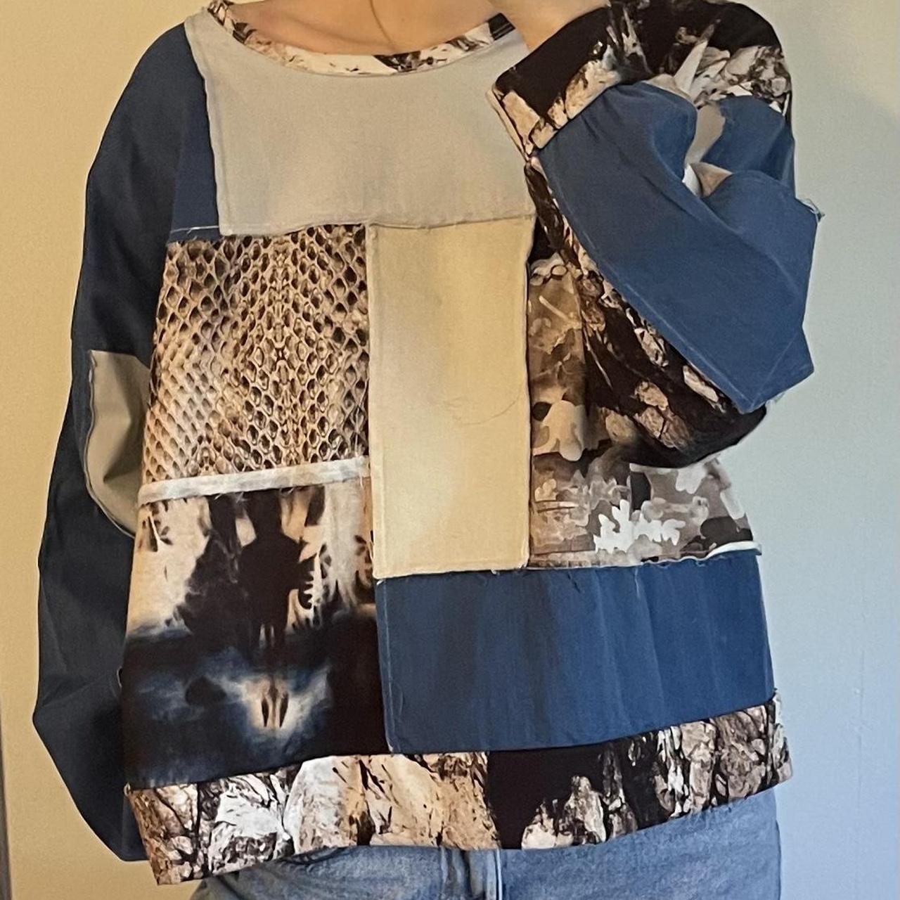 Patchwork Zara textiles jumper. Boxy oversized fit -... - Depop