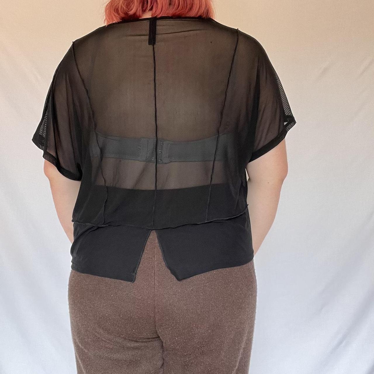 Cute little mesh black top 🖤 Functional button in... - Depop