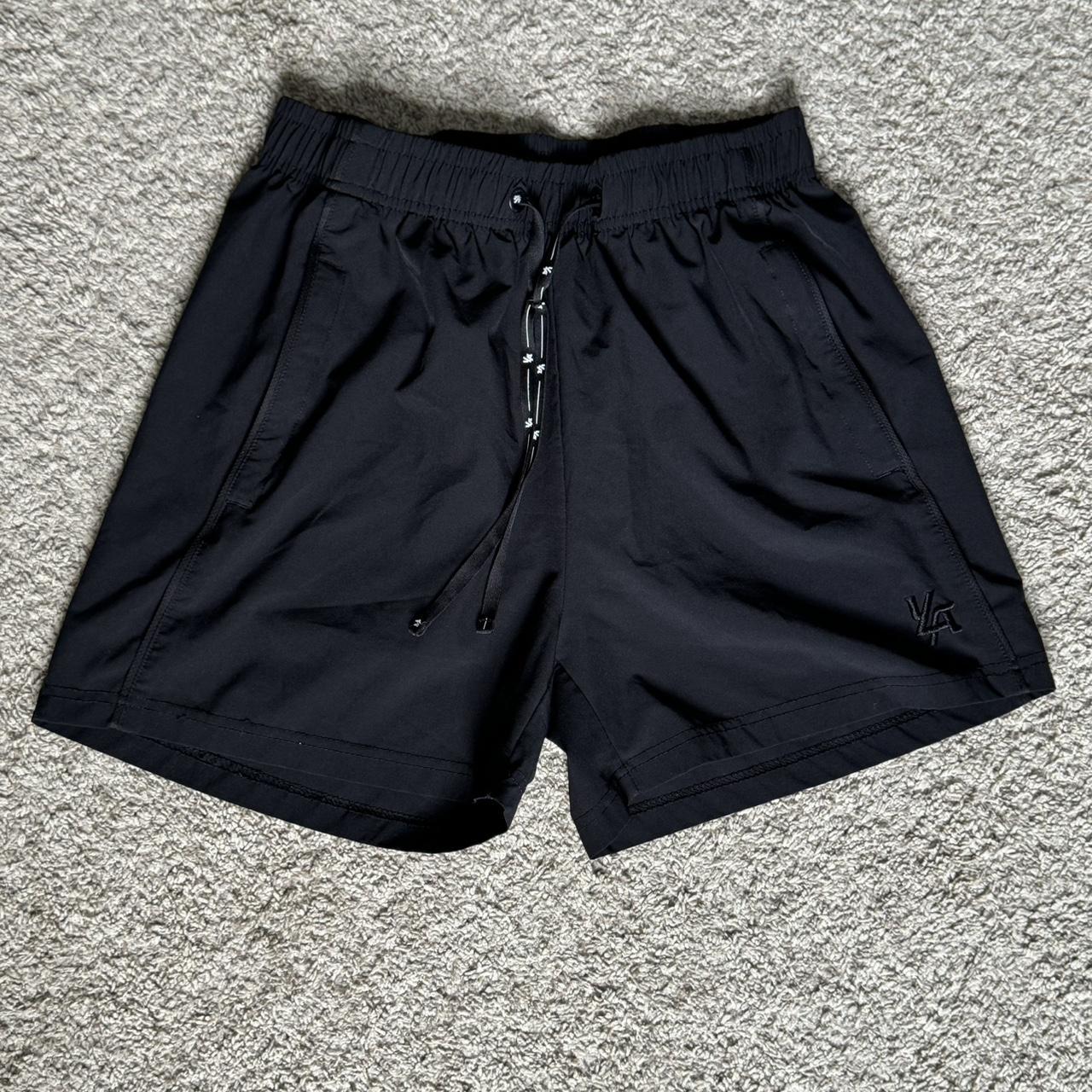 Young LA brand Men’s black activewear shorts with... - Depop