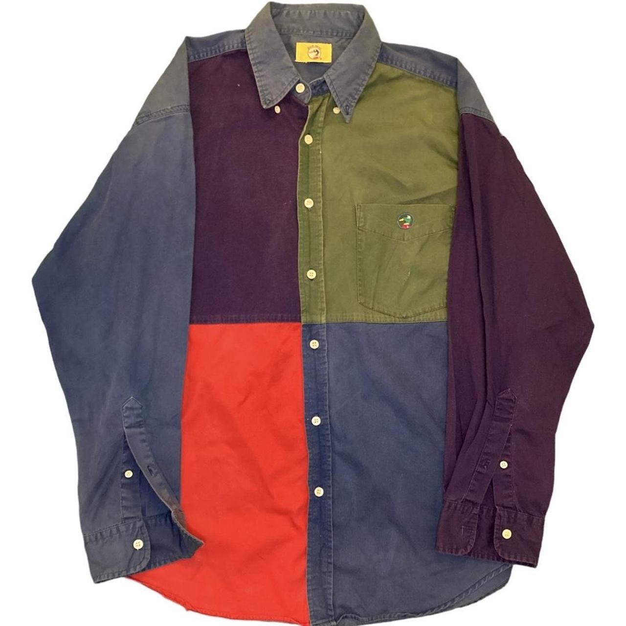 Vintage Duckhead Color Block Button Up Shirt Size... - Depop