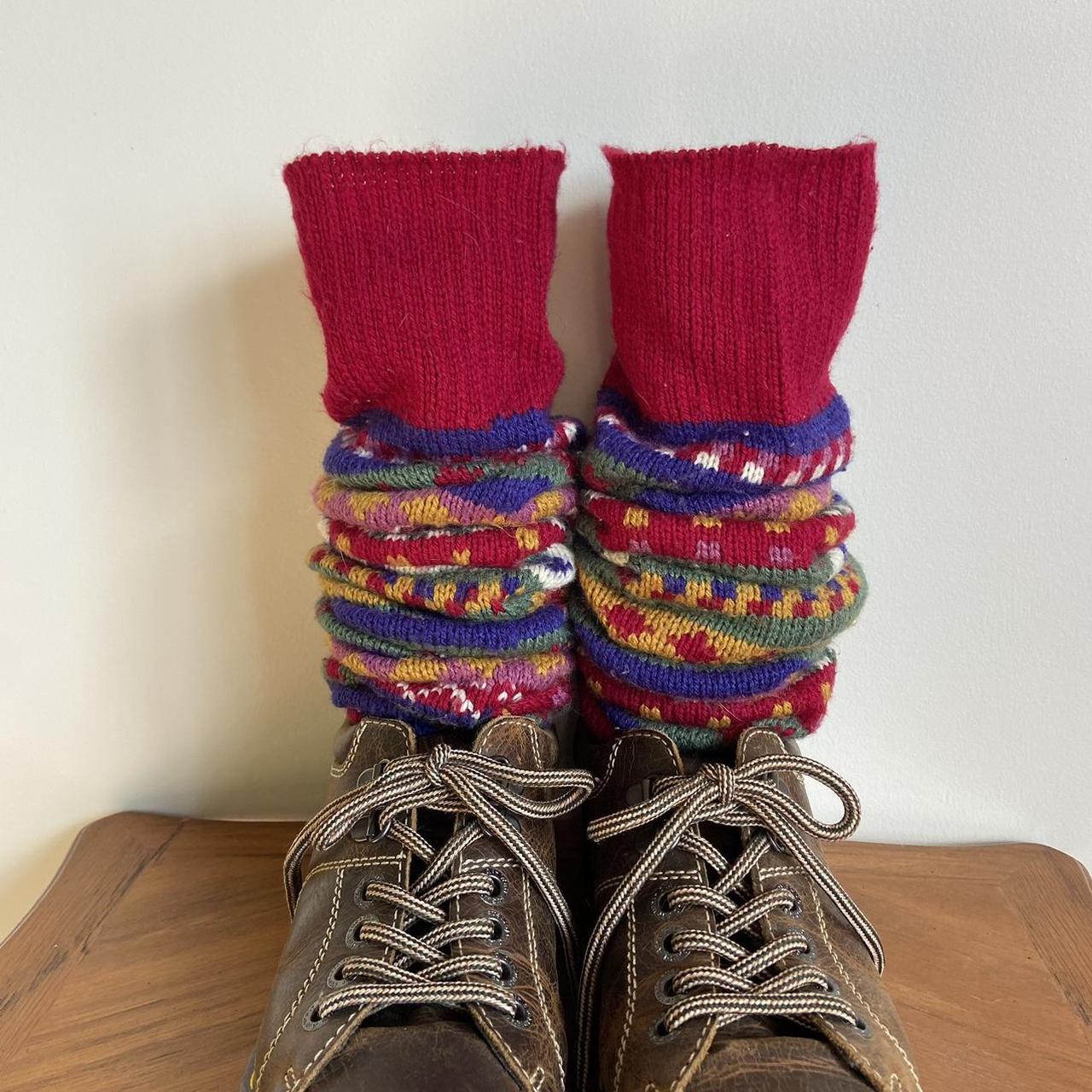 Vintage 90's Twee Funky Multi Color Fair Isle Leg... | Depop