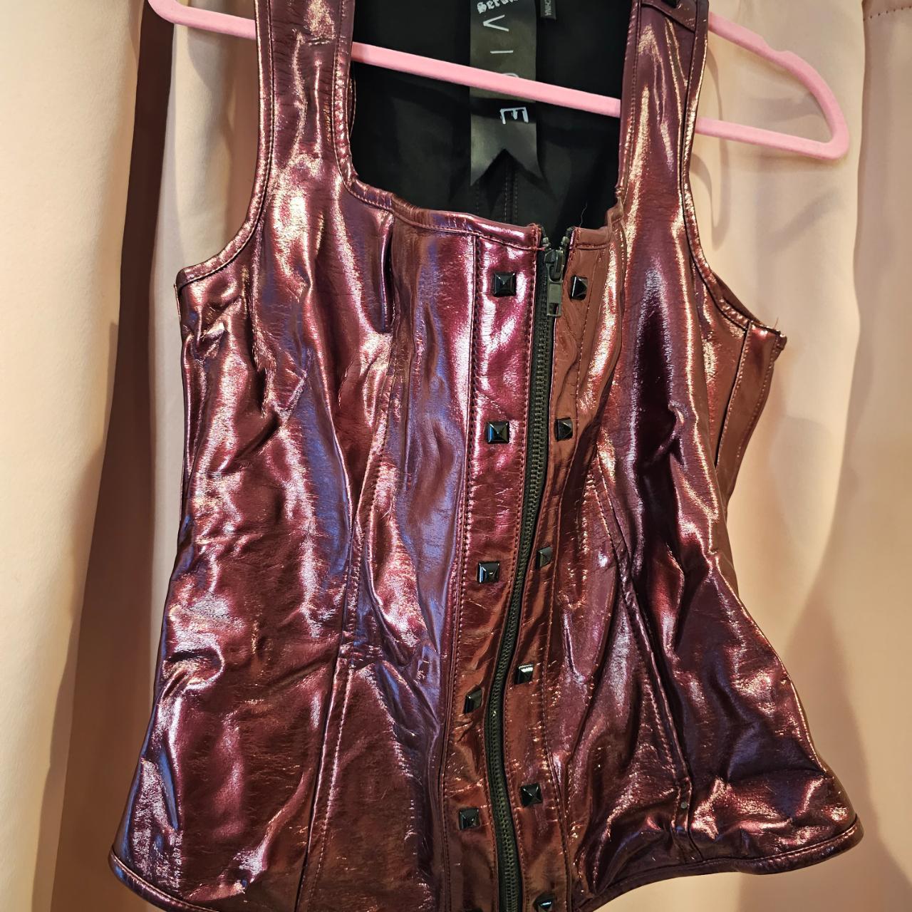 Lip-service og PVC zipper front vest top, has... - Depop