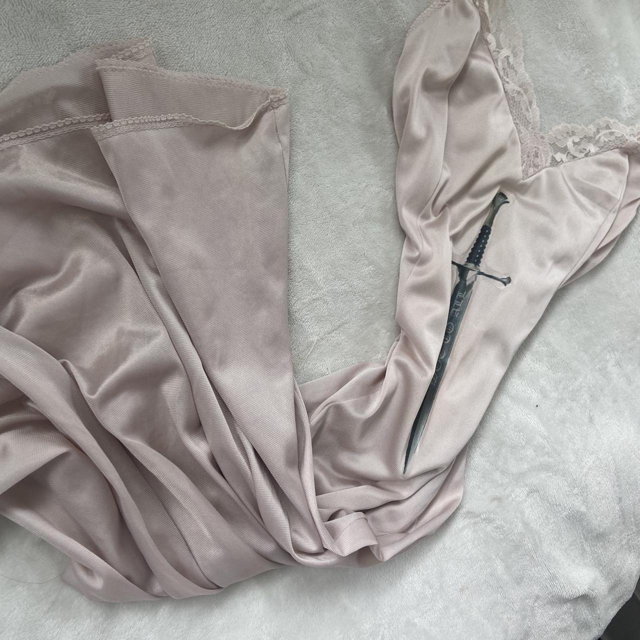 woe to all dress ☆ beige satin slip with dagger... - Depop