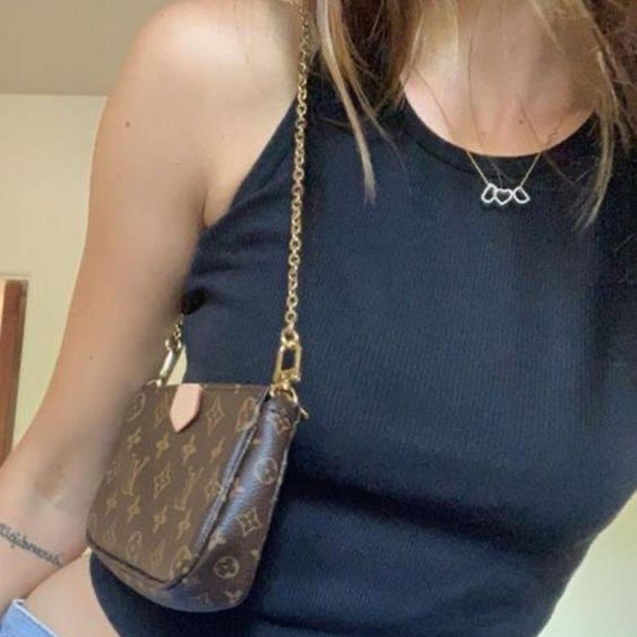 Authentic Louis Vuitton mini pochette bag with gold... - Depop