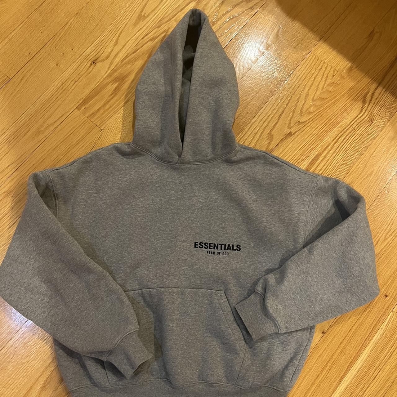 Essentials Women's Grey and Black Hoodie | Depop