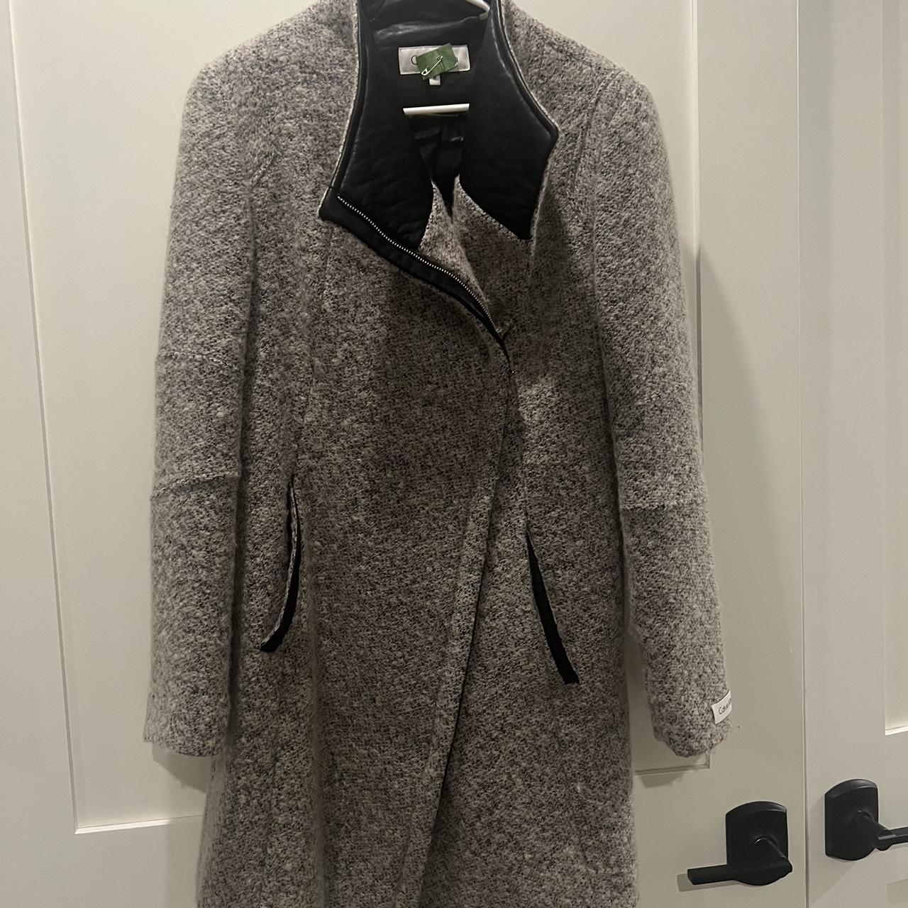 Calvin Klein heathered grey wool coat - Depop