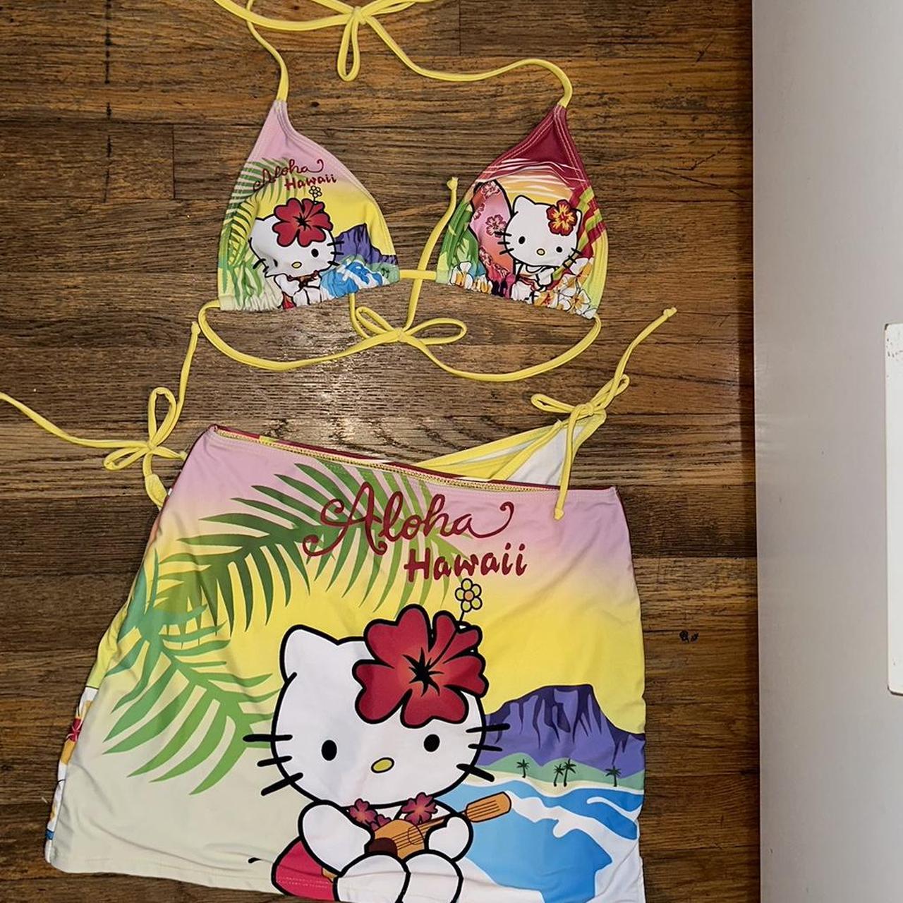 Hello Kitty bikini set - multicolored. Bikini top,... - Depop