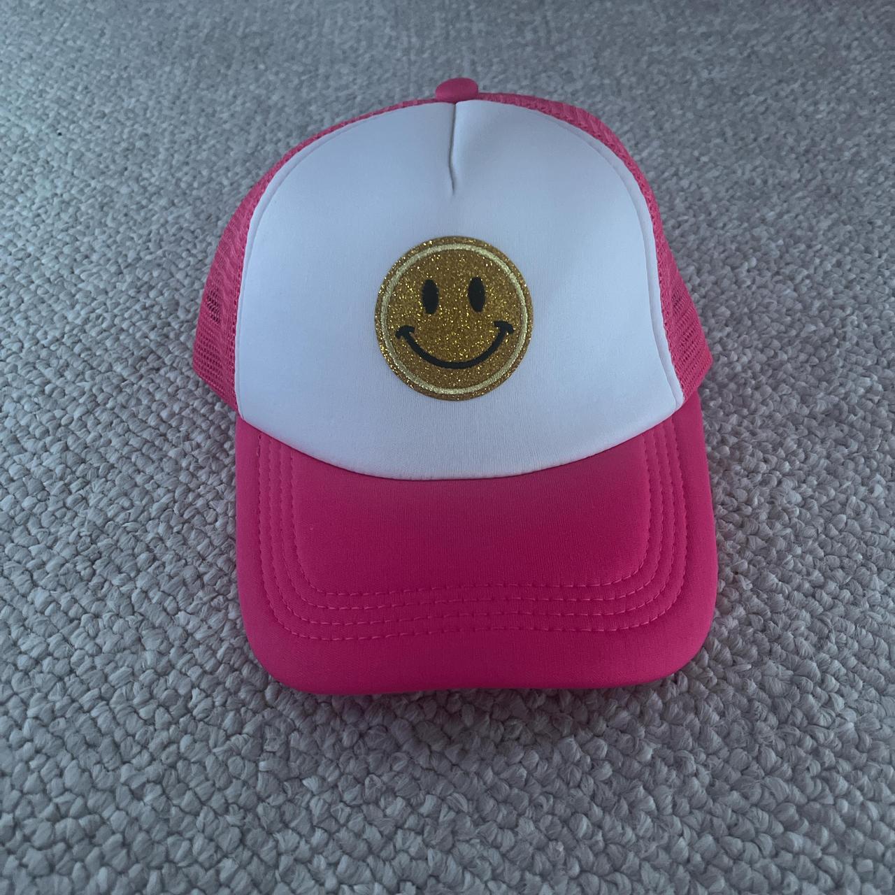 amazon pink smiley hat super cute and perfect for... - Depop