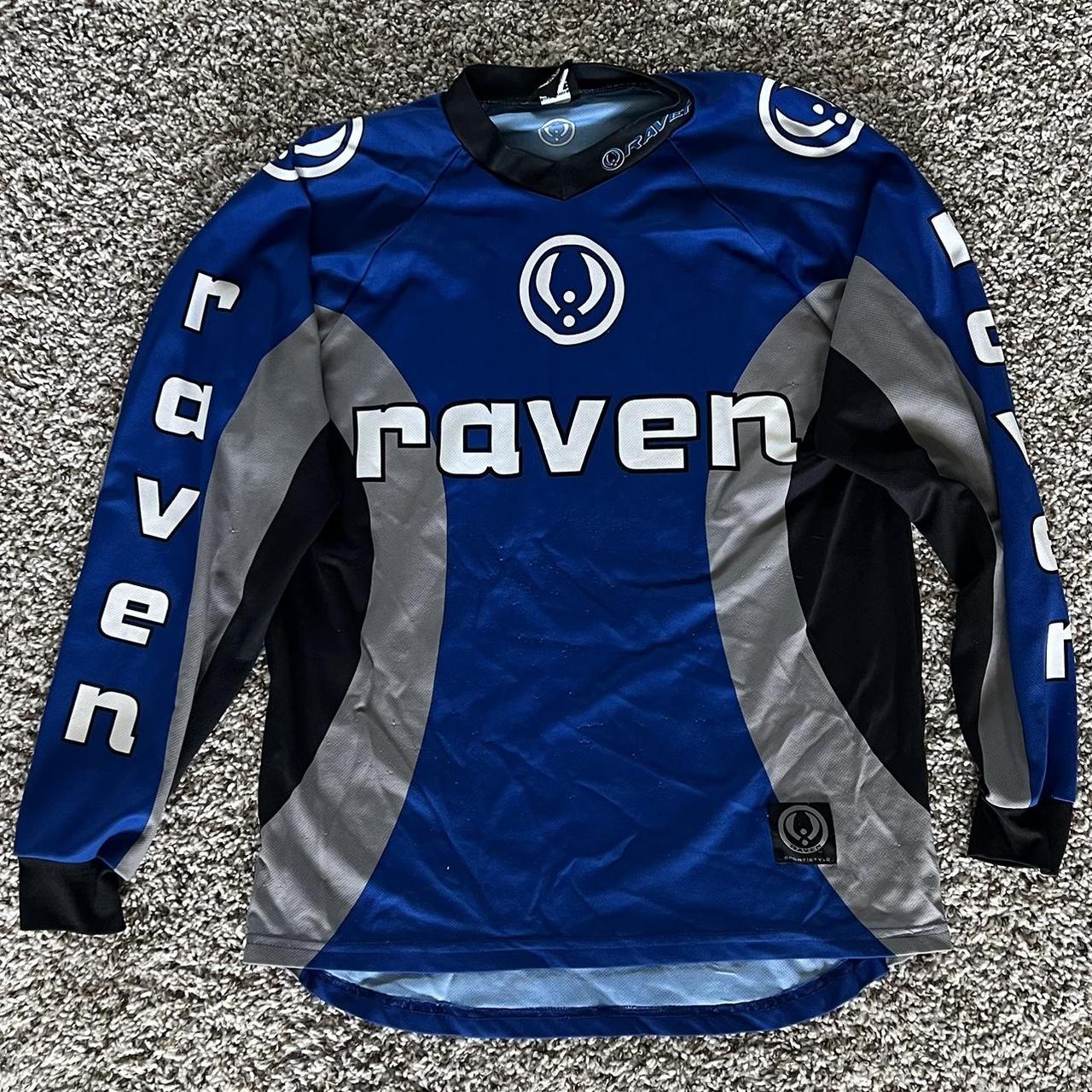 Raven blue and black paintball jersey sized adult... | Depop