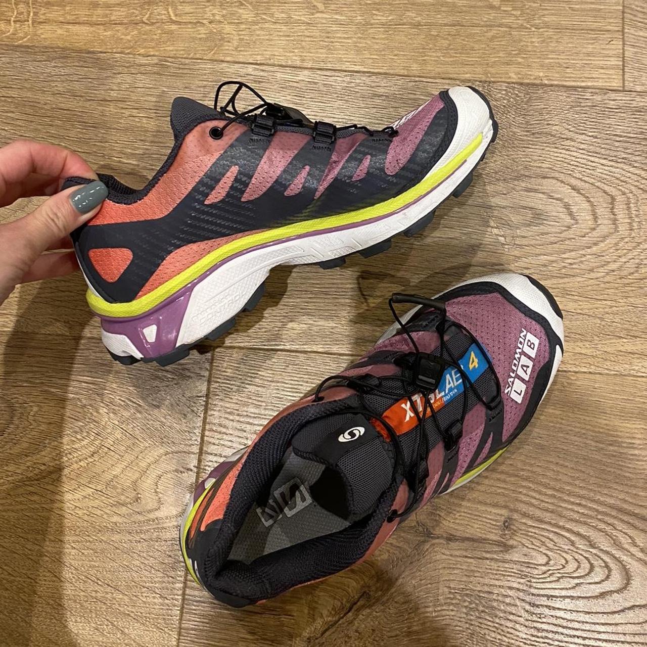 Salomon Women's Pink and Green Trainers | Depop