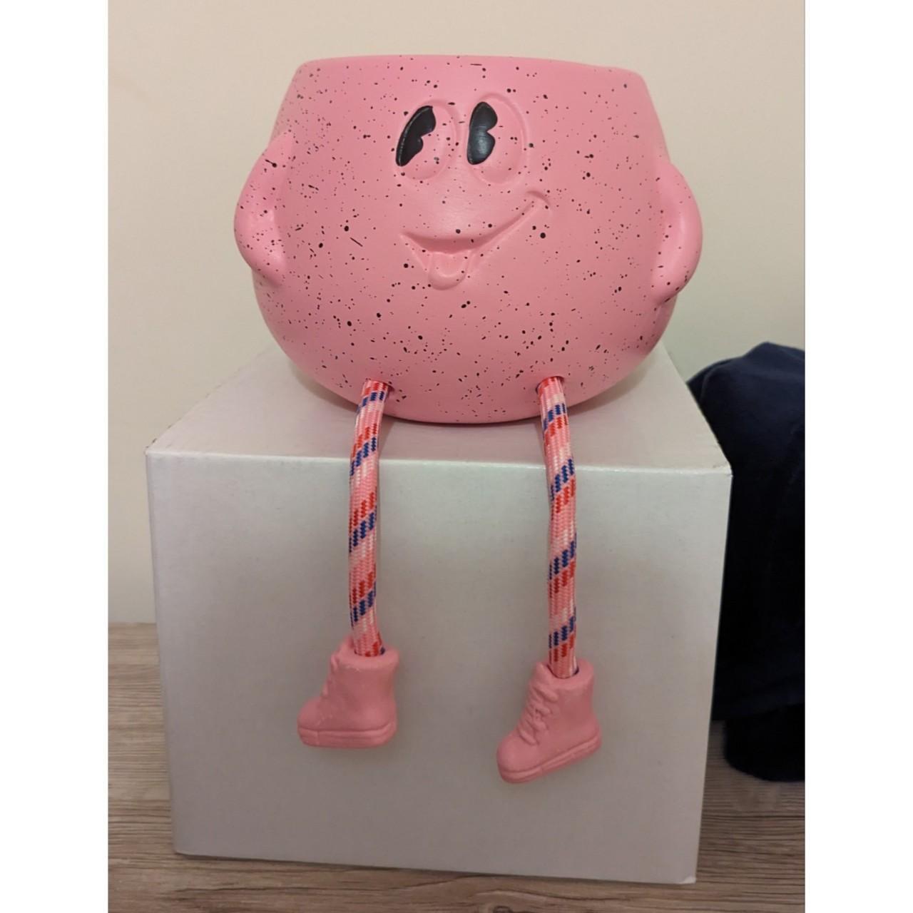 Typo pink smiley planter, smiley man with dangling... - Depop