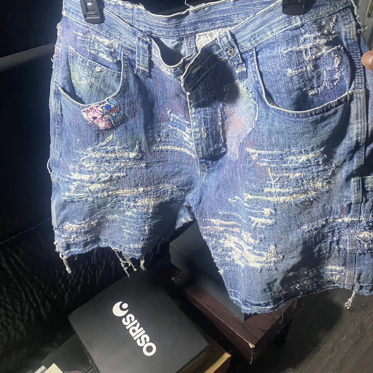 Custom 1of1 jorts distressed design size 36 | Depop