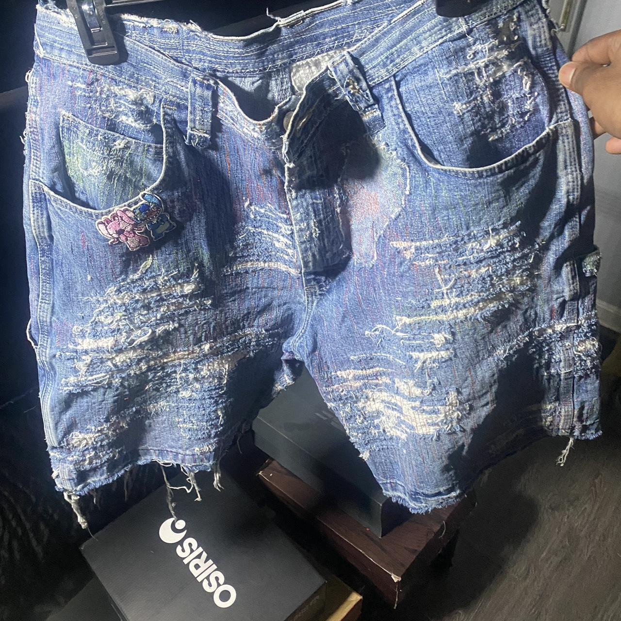 Custom 1of1 jorts distressed design size 36 | Depop