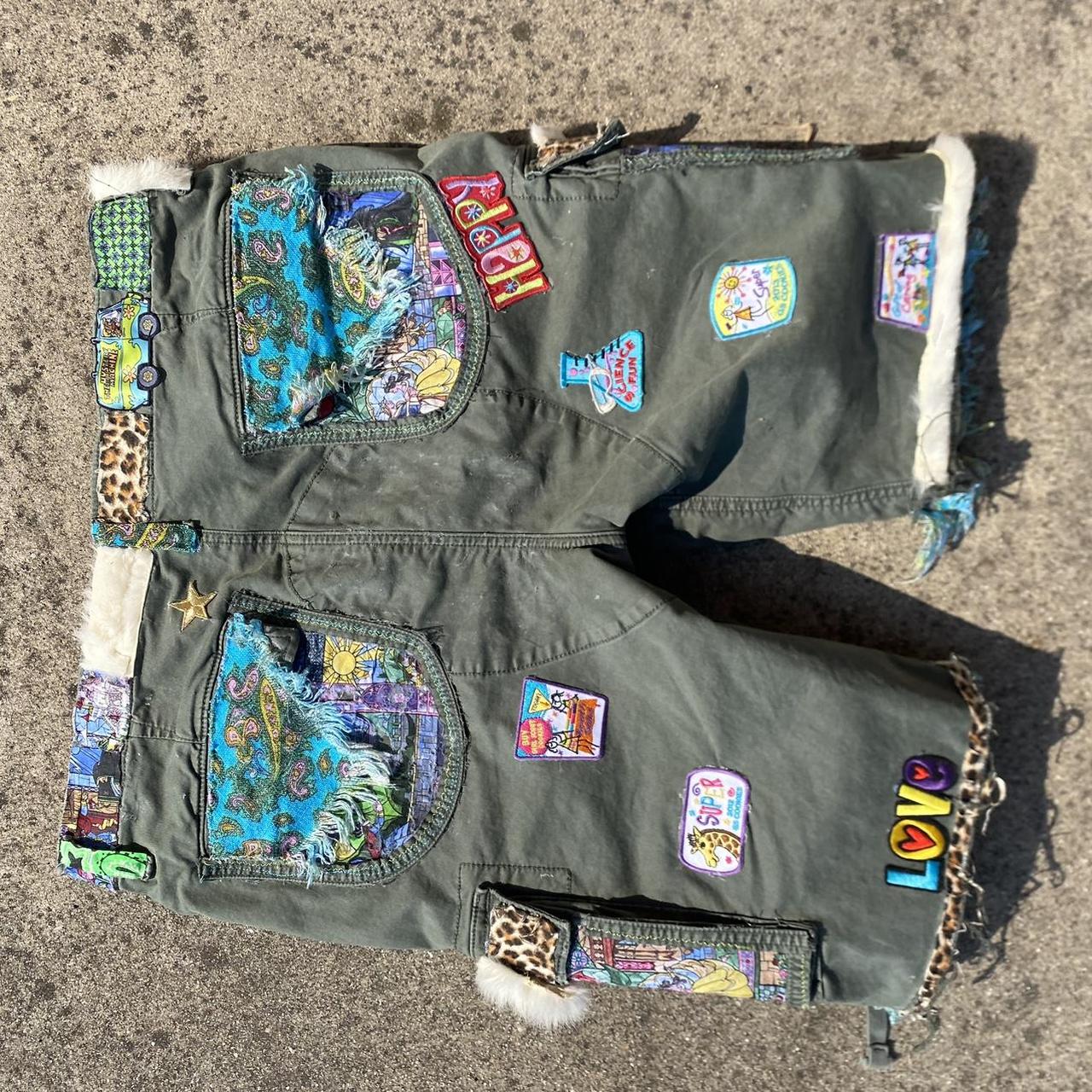 1of1 custom cargo shorts made with 15+ patches and... | Depop