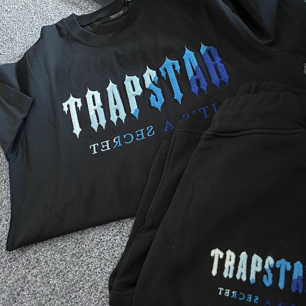 White and blue trapstar shorts and top set - Depop