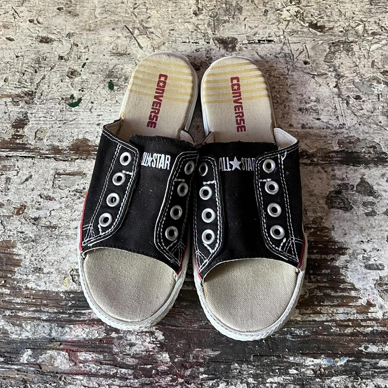 Converse Women's Black and White Sandals | Depop
