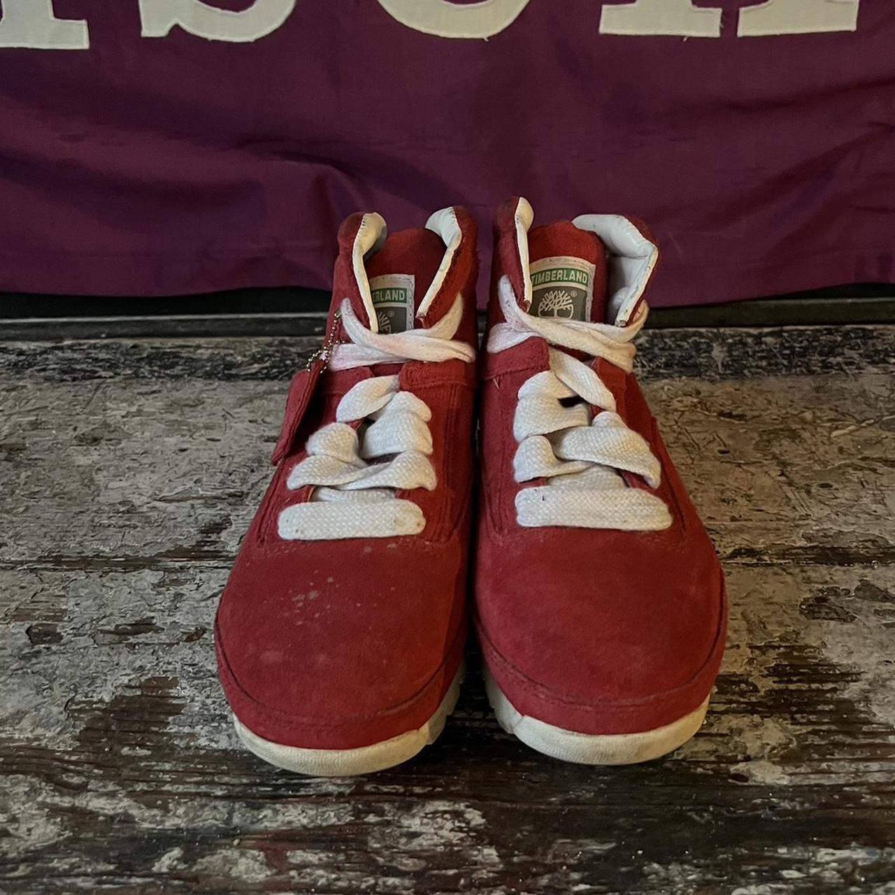 Amazing pair of red suede 90s Timberland Euro Hiker... - Depop