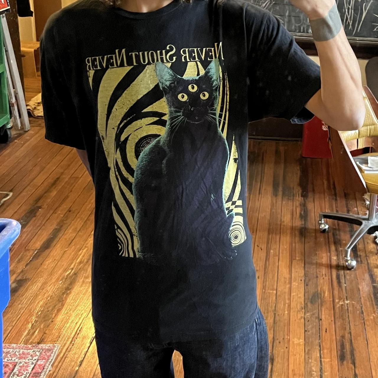 Never Shout Never 2015 Black Cat tee. XL. Optima... - Depop