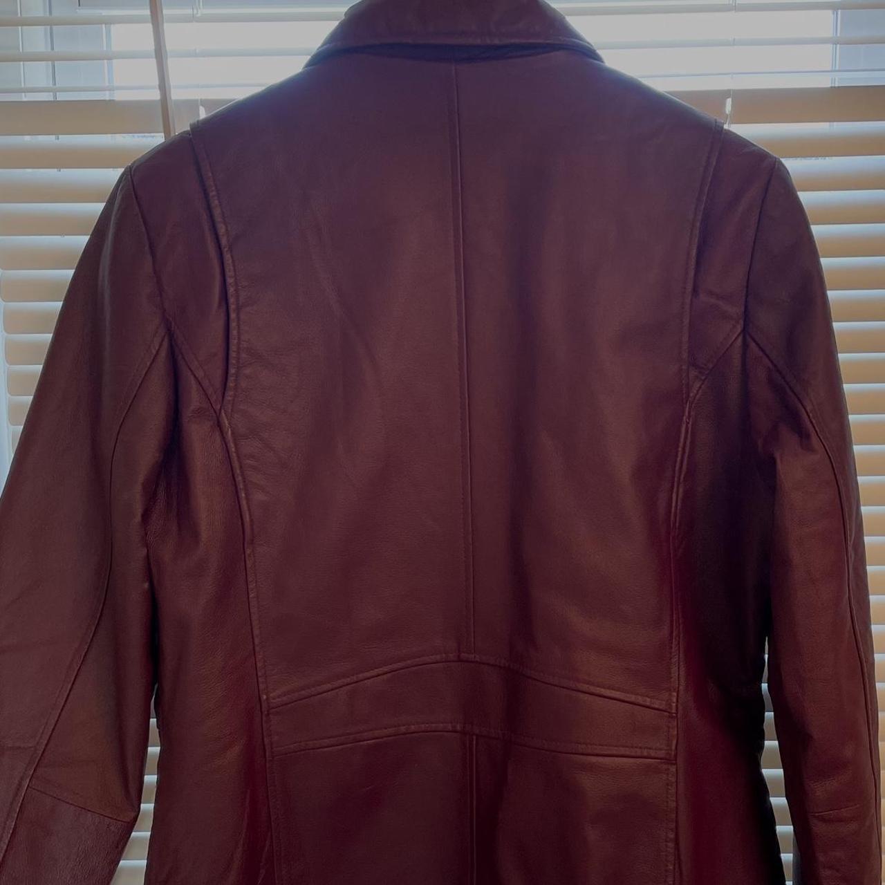 RED LEATHER JACKET Dark red jacket with front... - Depop
