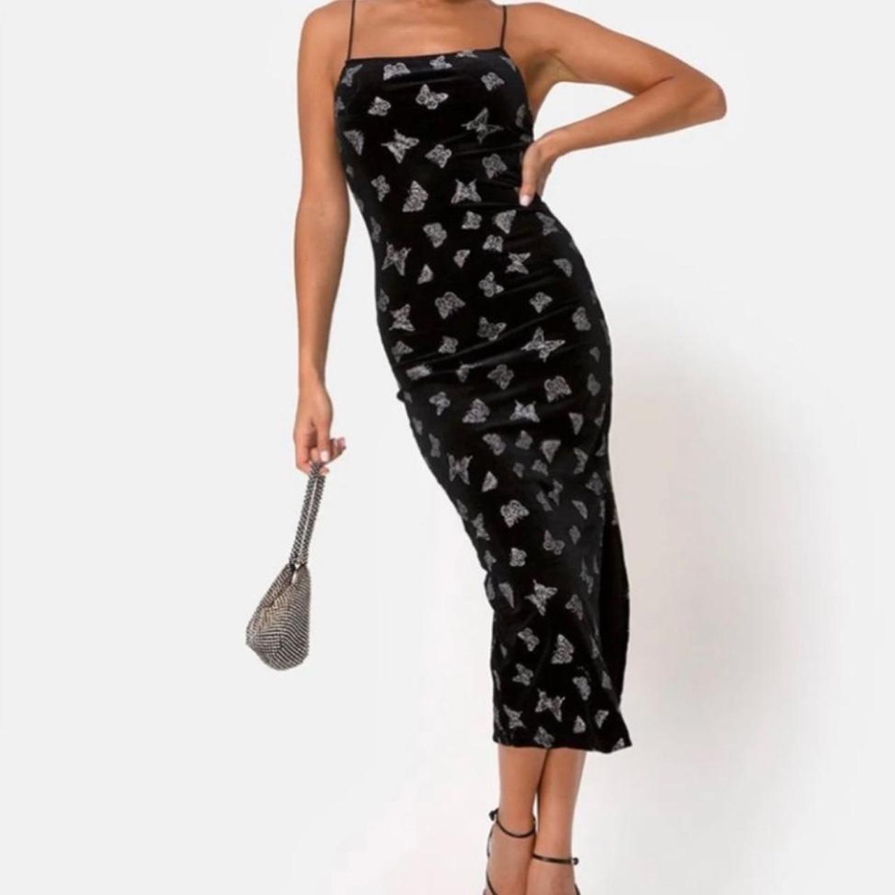 Motel Rocks velvet sparkly butterfly midi dress with... - Depop