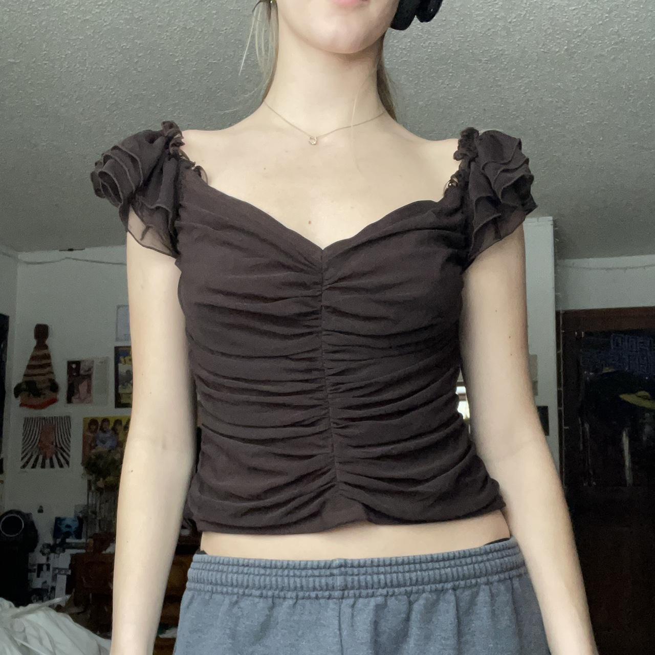 Cute frilly girly top! You can wear it off the... - Depop