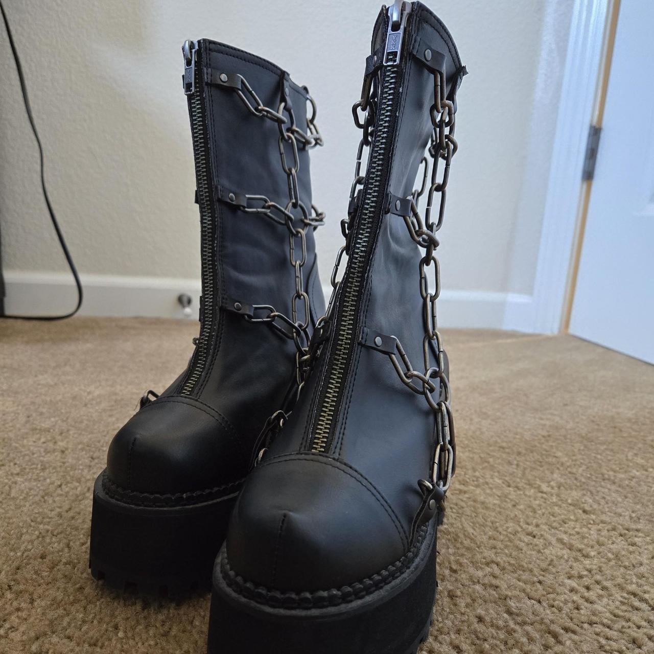 Demonia chained boots size 7 like new | Depop