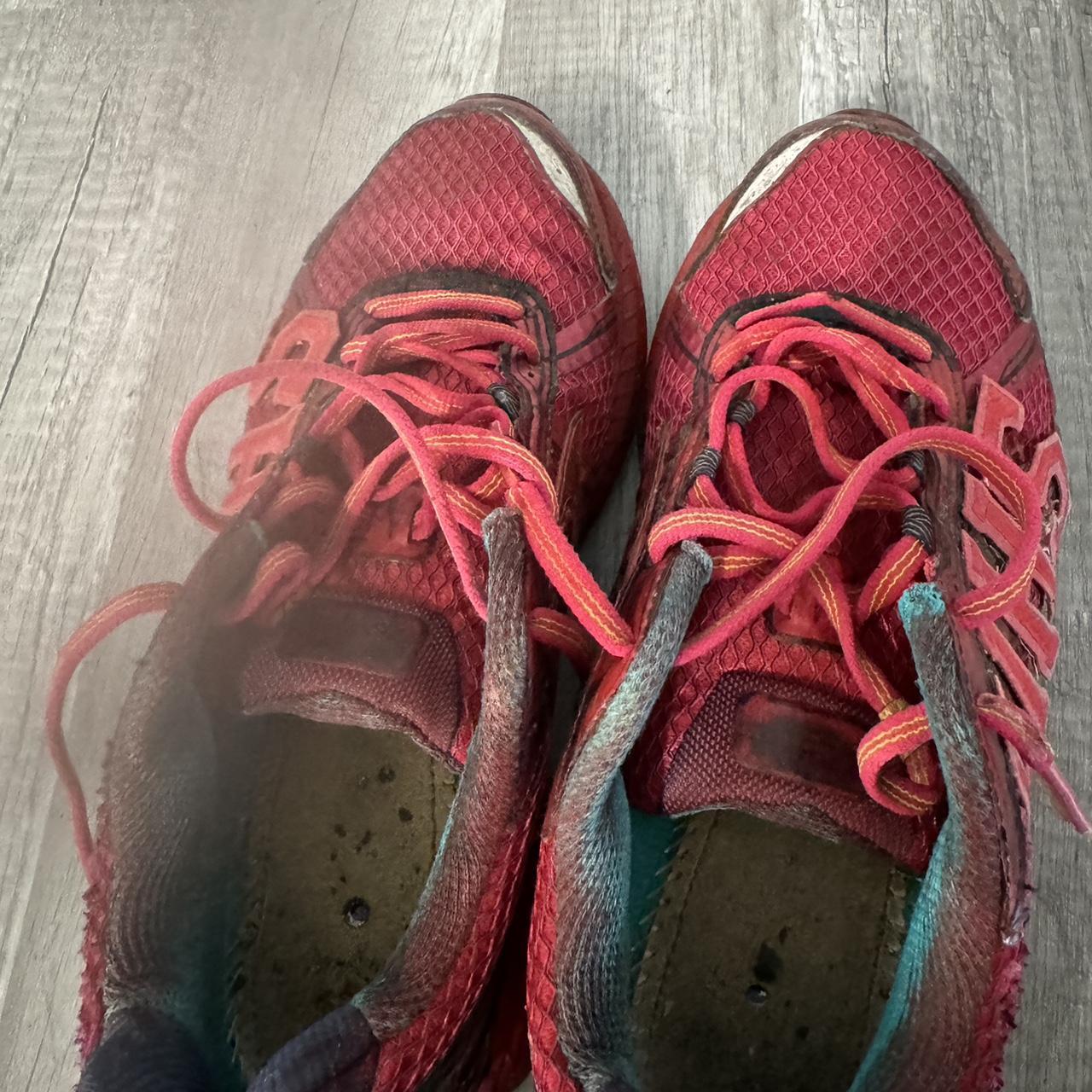 Red and black Nike running shoes - Depop