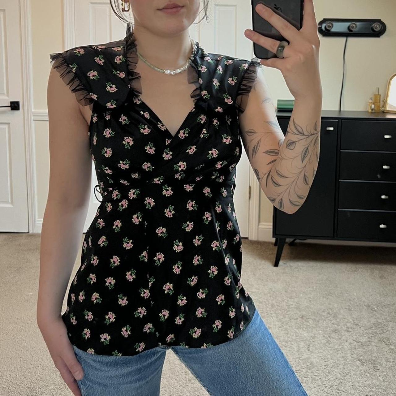 Betsy Johnson Intimates Floral Wrap Top Satin... | Depop