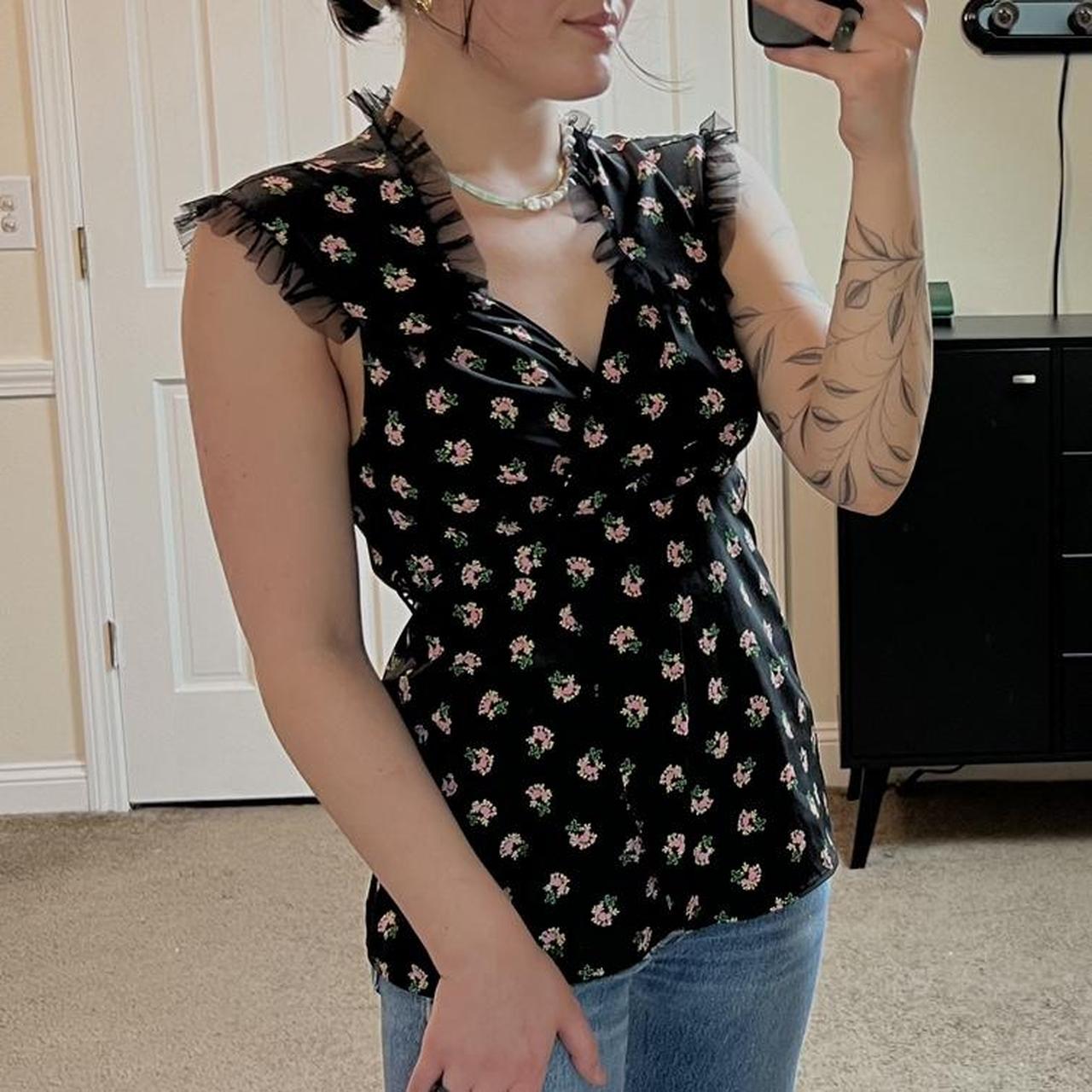 Betsy Johnson Intimates Floral Wrap Top Satin... | Depop