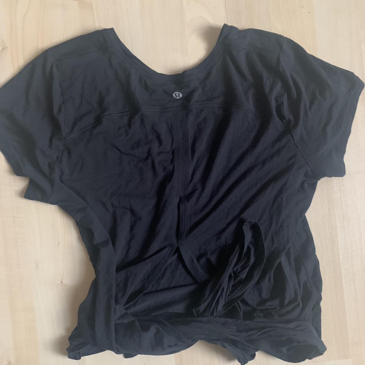 Black Lululemon shirt with tie in the back unsure of... - Depop