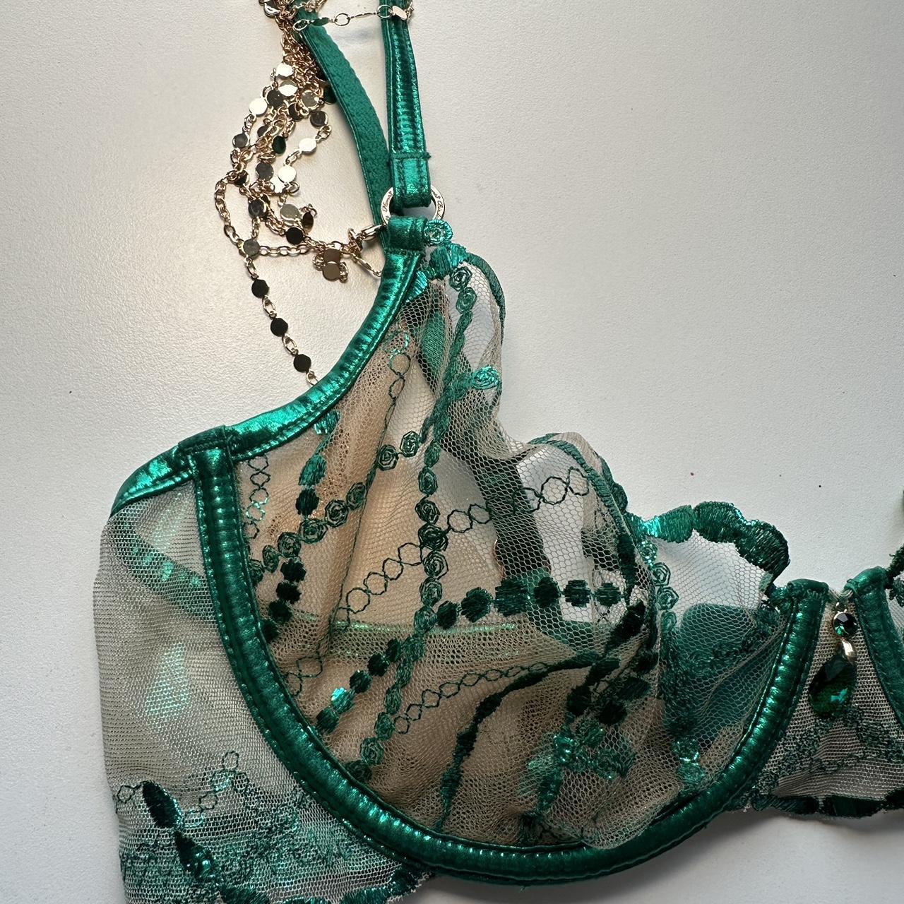 Honey Birdette Metallic green Bra 32D | Depop