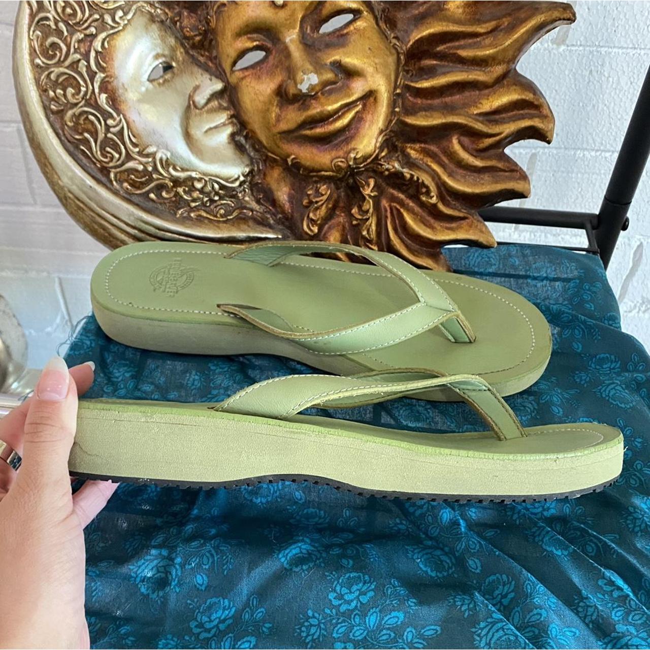 Eddie Bauer Green Flip Flops - Size: W 8 Offers... - Depop