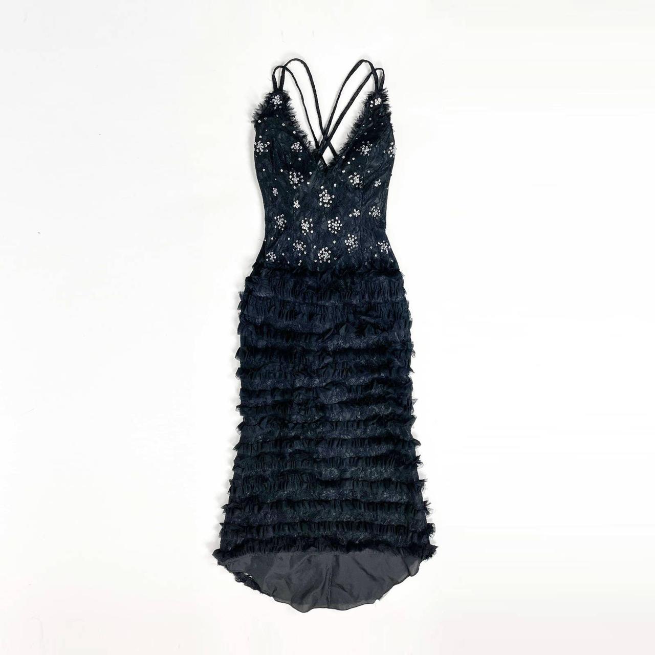 Vintage 90s Y2k Fairy Goth Formal Prom Gown Ruffle... - Depop